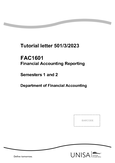 FAC1601 - Unisa - Financial Accounting and Reporting - Studocu