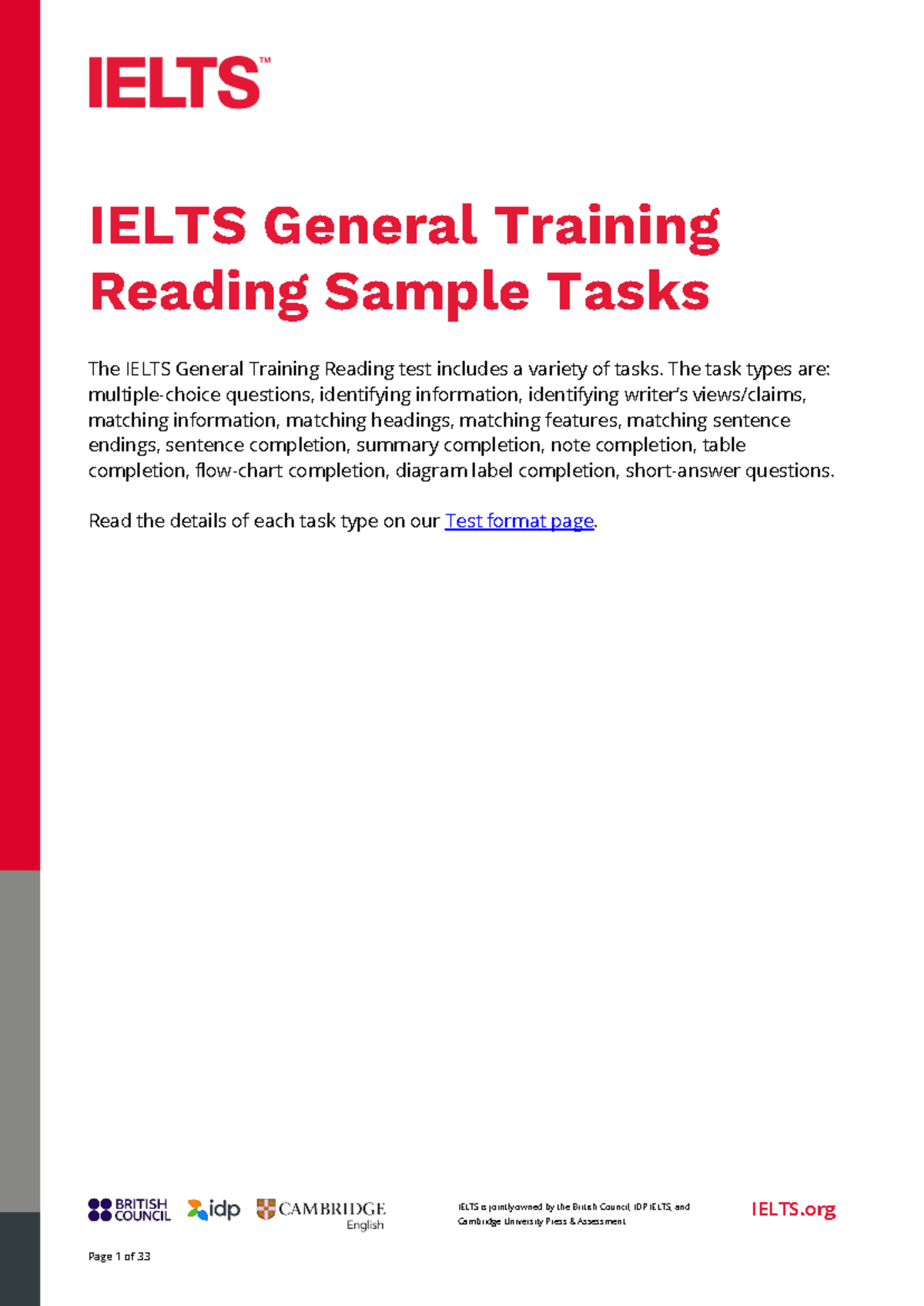 IELTS General Training Reading Sample Tasks 2023 & Answers - Studocu