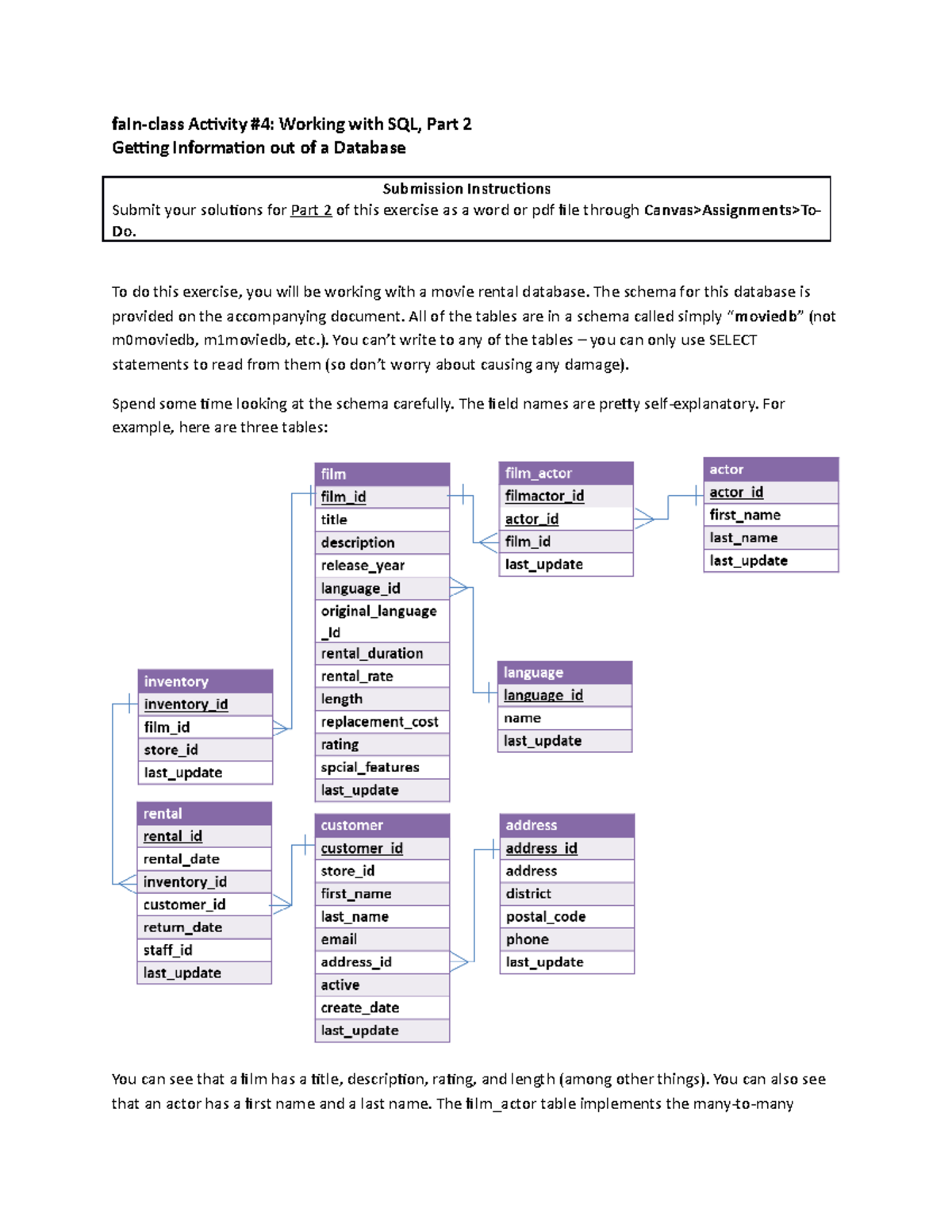 ICA 4 - In class activity 4 - faIn-class Activity #4: Working with SQL, Part 2 Getting ...
