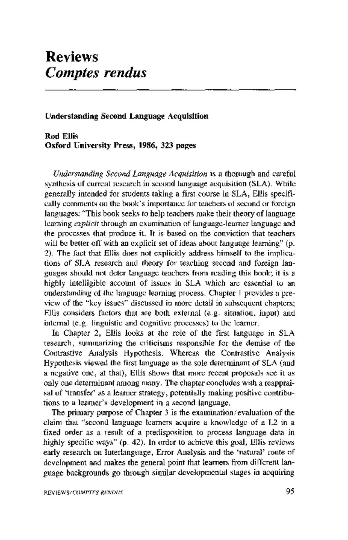 Comprehensive Review of Rod Ellis's "Understanding SLA" - Studocu