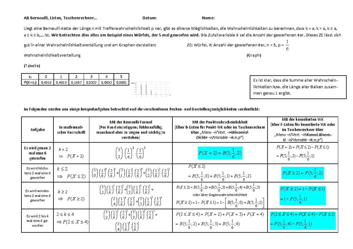 Mathe Unterricht - Stochastik: Wahrscheinlichkeitsverteilungen und ...