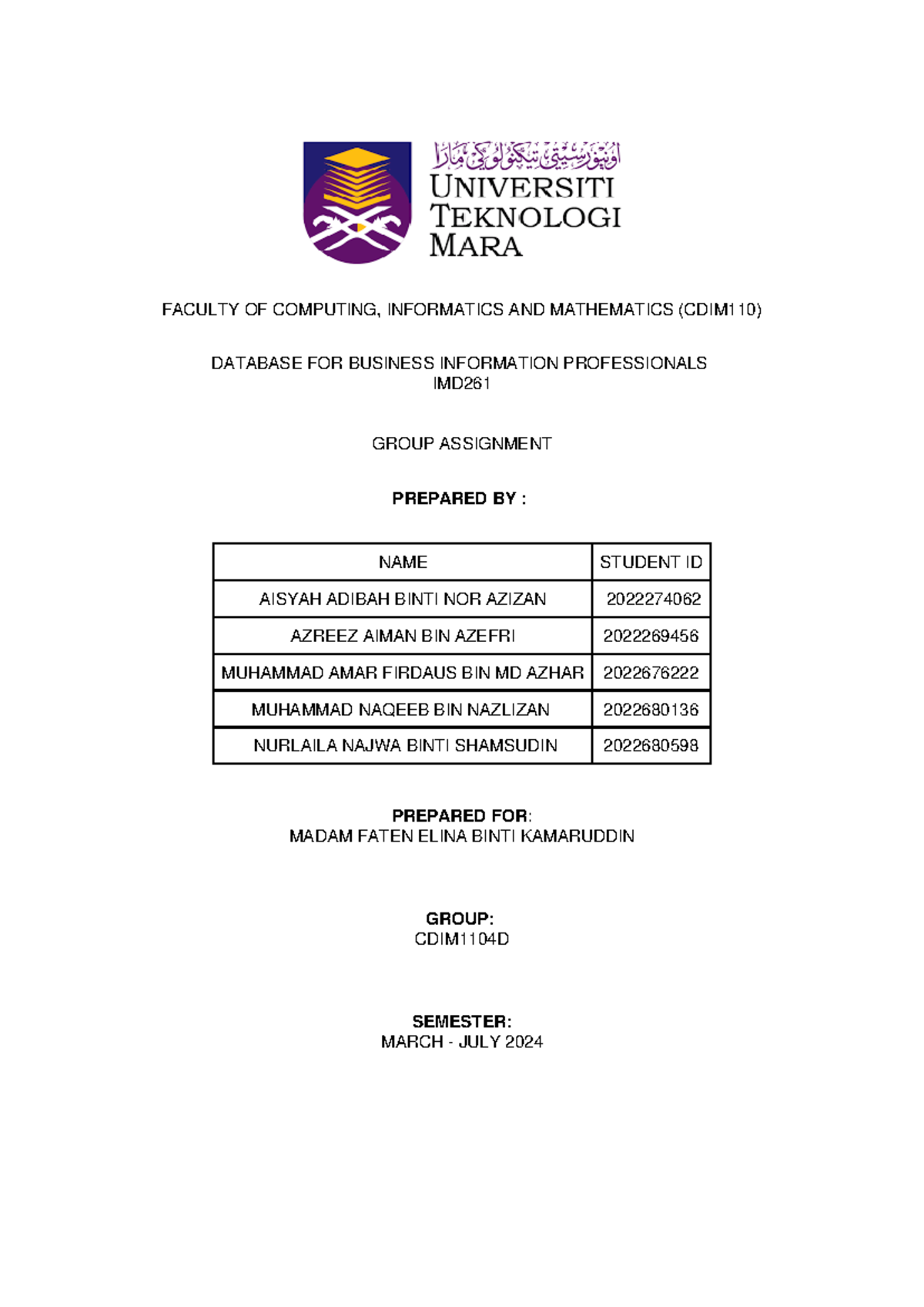 IMD 261 Group Assignment: Developing a Membership System for Clinics ...