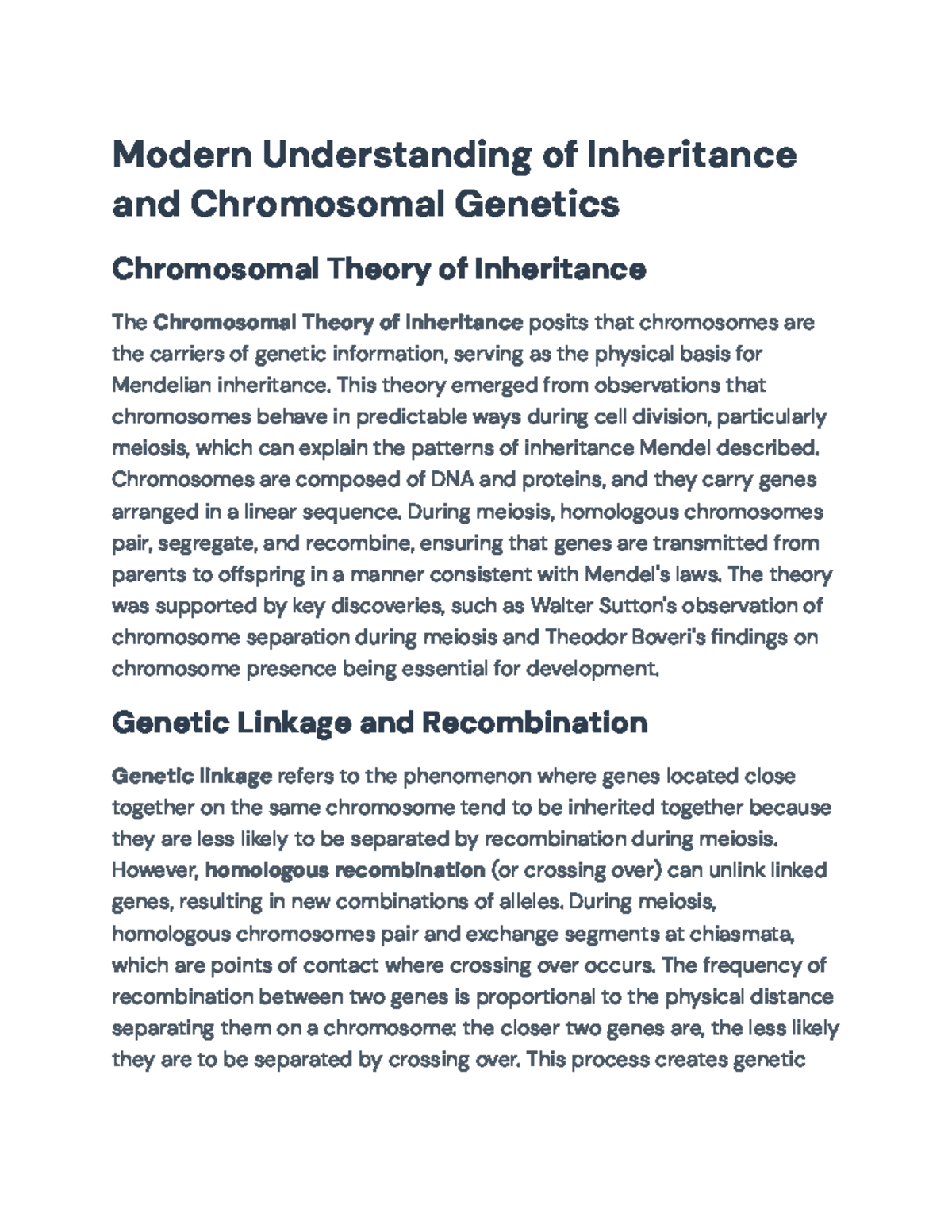 Modern Insights into Chromosomal Genetics and Inheritance (BIO 101 ...