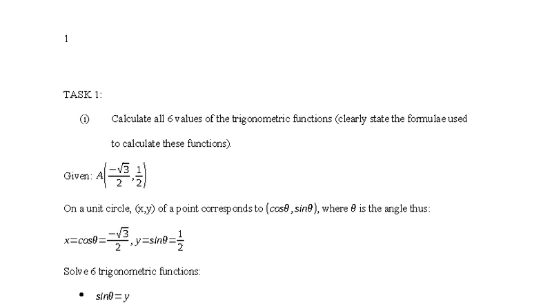 Math Assignment Unit 6: Trigonometric Functions & Properties - Studocu
