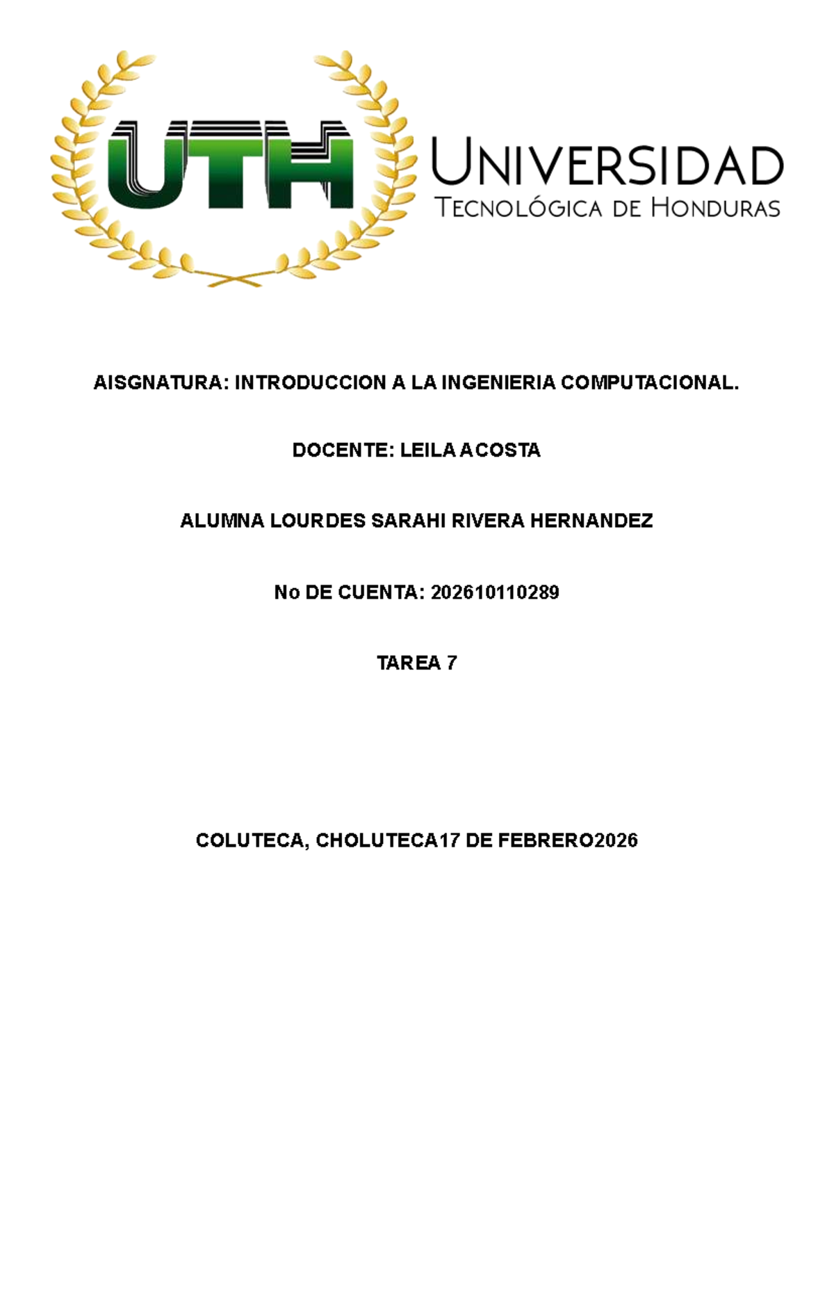 Tarea 7: Introducción a la Ingeniería Computacional - Lourdes Rivera ...
