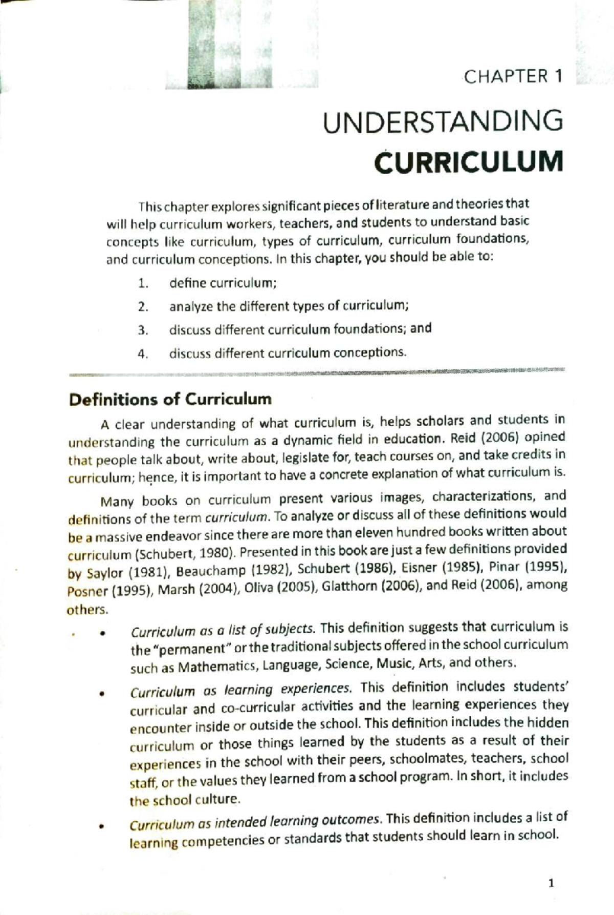 CHAPTER 1: UNDERSTANDING CURRICULUM - A GUIDE TO CURRICULUM DEVELOPMENT ...