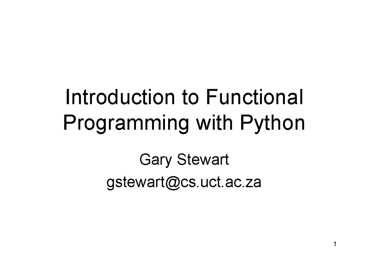 CSC1011H Functional Programming Overview and Examples 2026 - Studocu