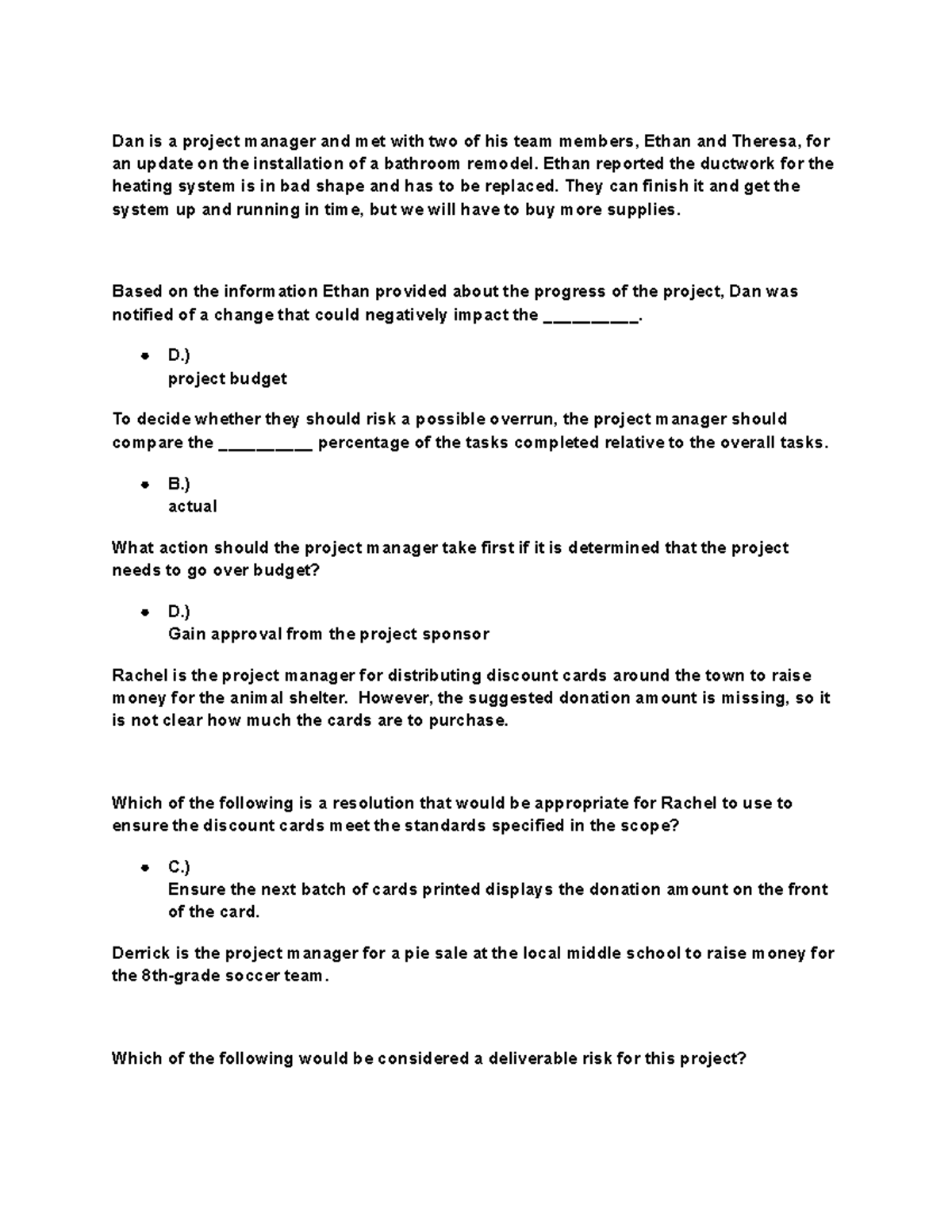 Sophia PM Unit 3 Challenge 2: Managing Project Changes & Risks - Studocu