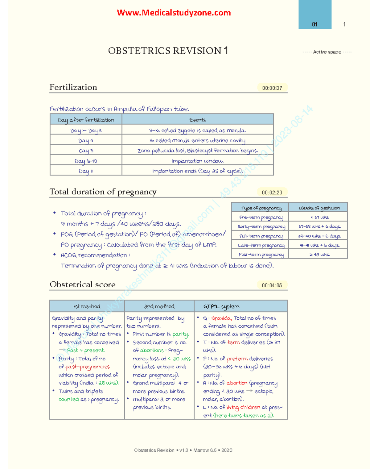 Obstetrics Revision Notes: Key Concepts and Guidelines for Exam Prep ...