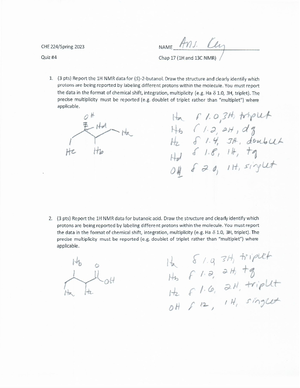 Answer Key Practice Ch 16 - 1 PRACTICE QUIZ ANSWER KEY CHE 224 Chapter ...