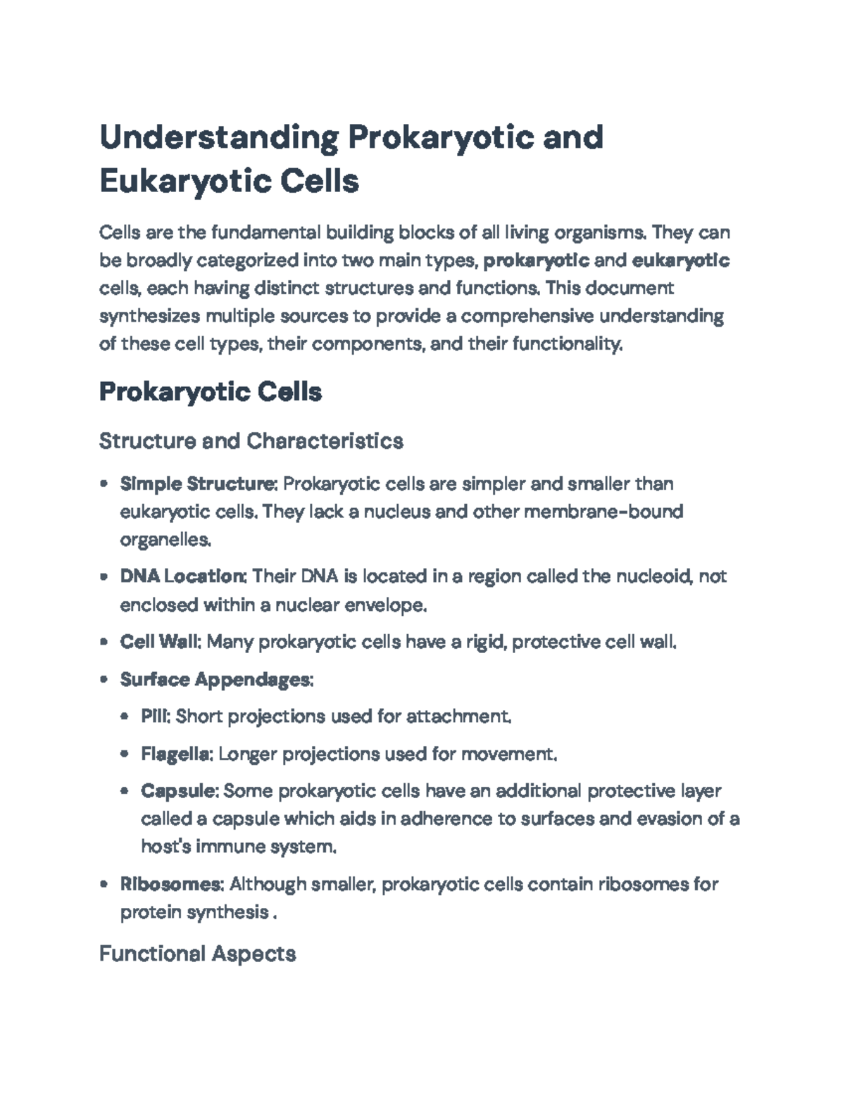 Understanding Prokaryotic and Eukaryotic Cells: Structures and ...