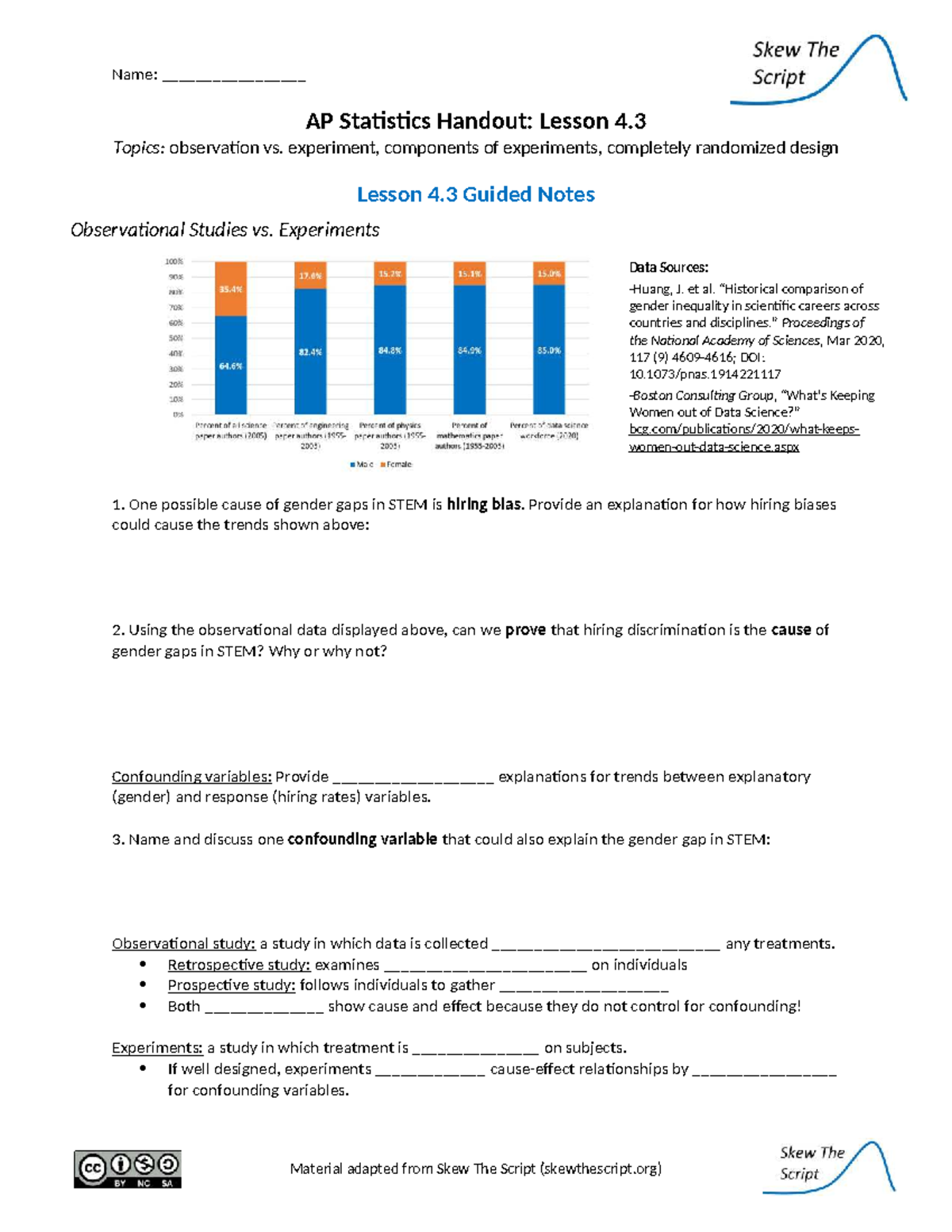 AP Statistics Lesson 4.3: Observational Studies vs. Experiments - Studocu