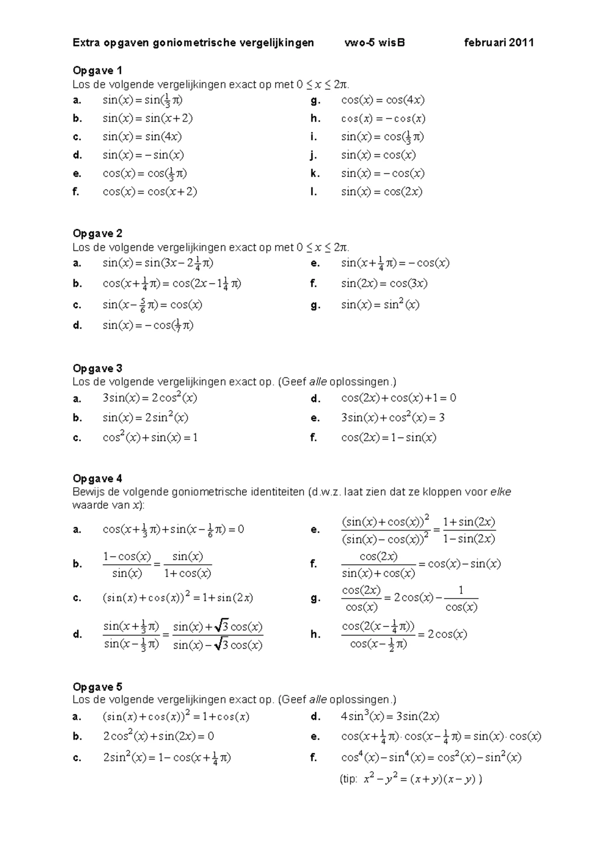 Oefentoets H8 - Goniometrische Functies en Graphen Analyse - Studeersnel