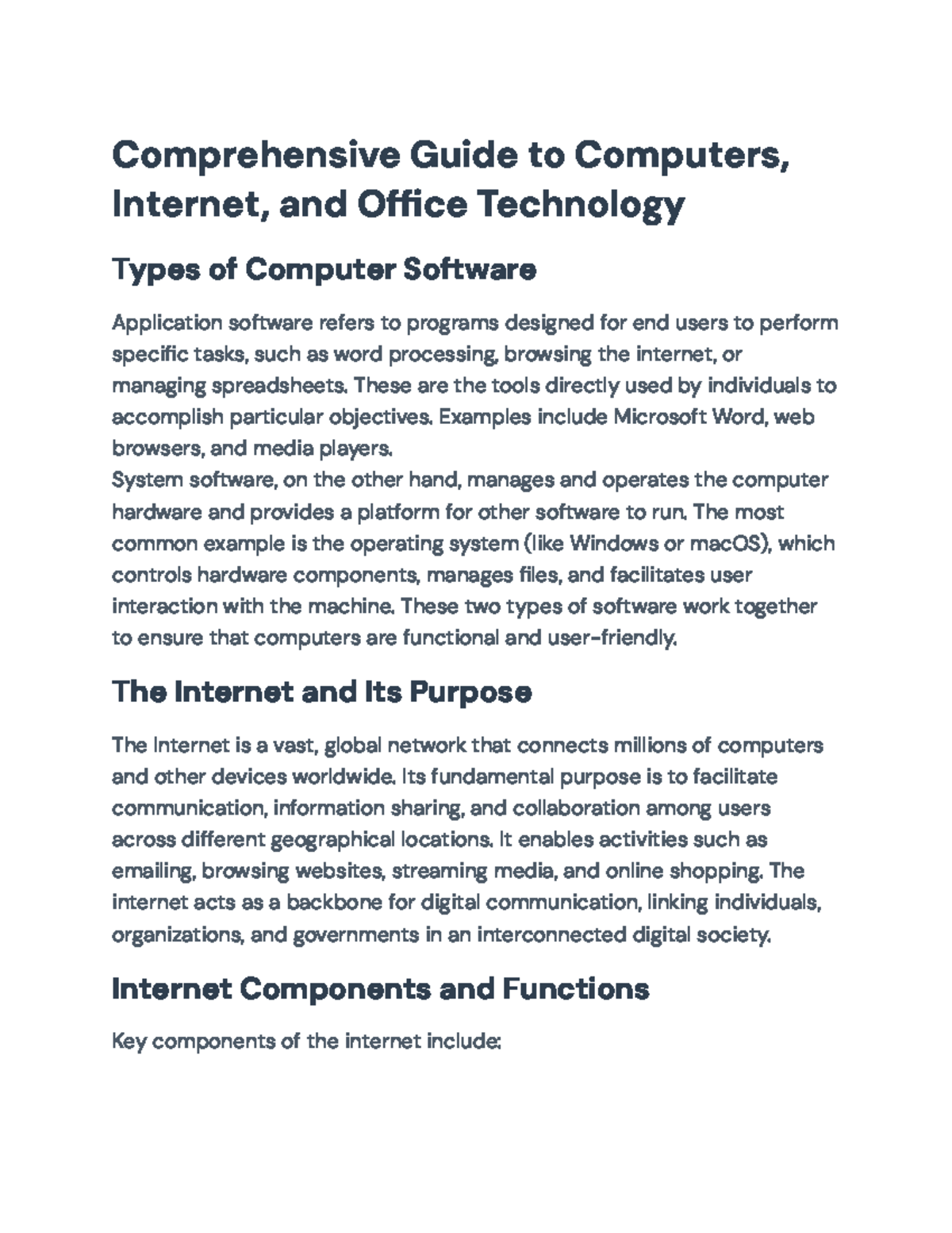 Comprehensive Guide to Computers, Internet, and Office Tech (CIT101 ...