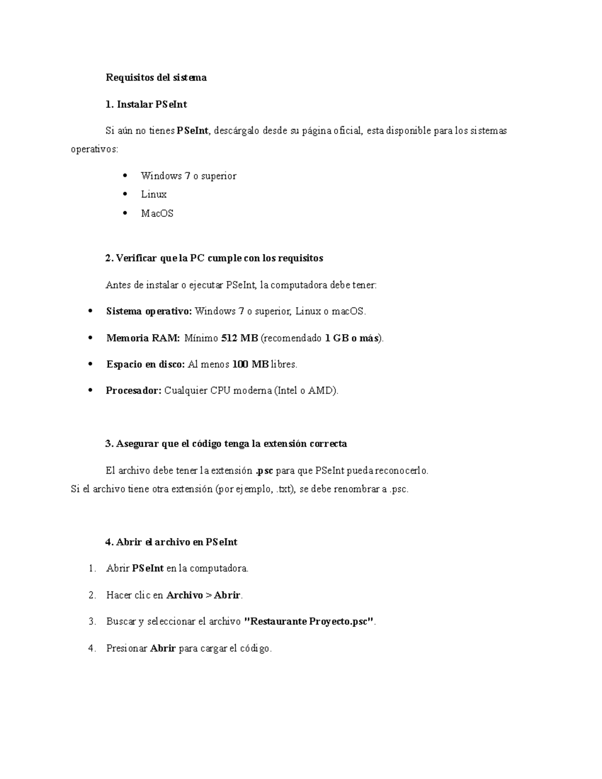 Requisitos del Sistema para PSeInt: Guía de Instalación - Studocu