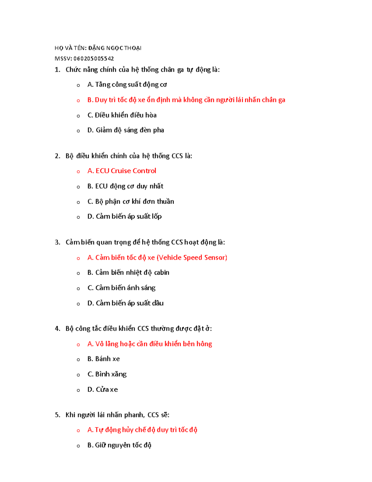 Hệ Thống Chân Ga Tự Động (CCS) - Đặng Ngọc Thoại 060205005542 EL3 - Studocu