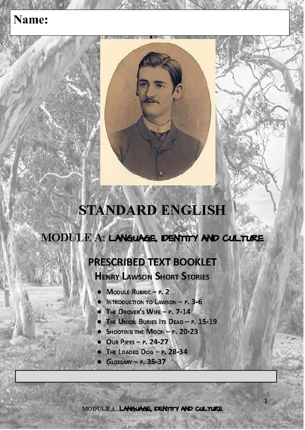 Prescribed Text: Henry Lawson Short Stories - Module A Overview - Studocu