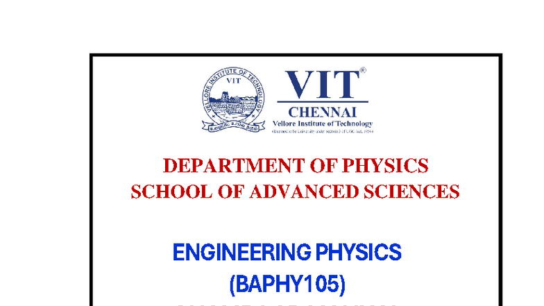 BAPHY105 Engineering Physics Lab Manual for B.Tech First Year - Studocu
