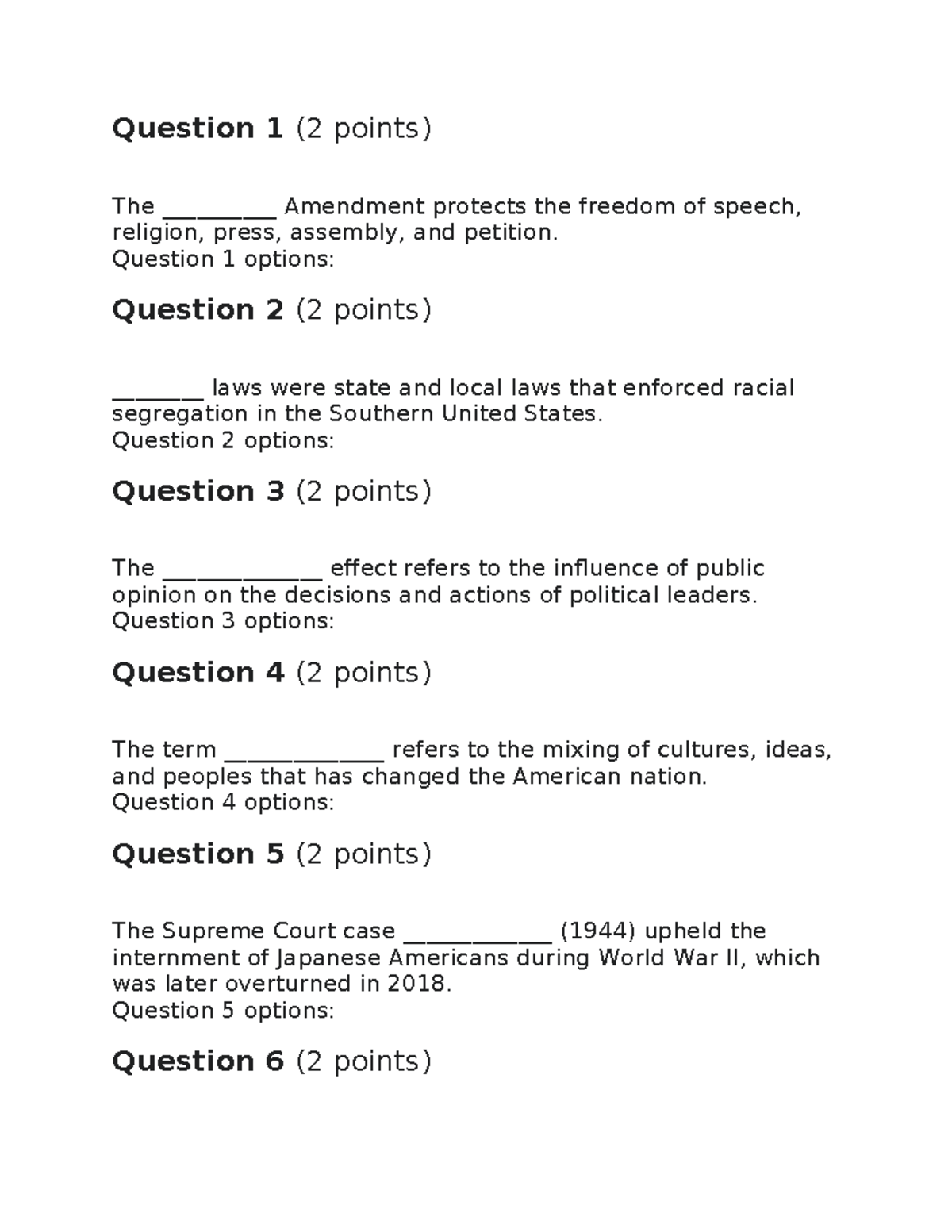 Civil Rights Questions & Concepts - Exam Prep (CR 101) - Studocu
