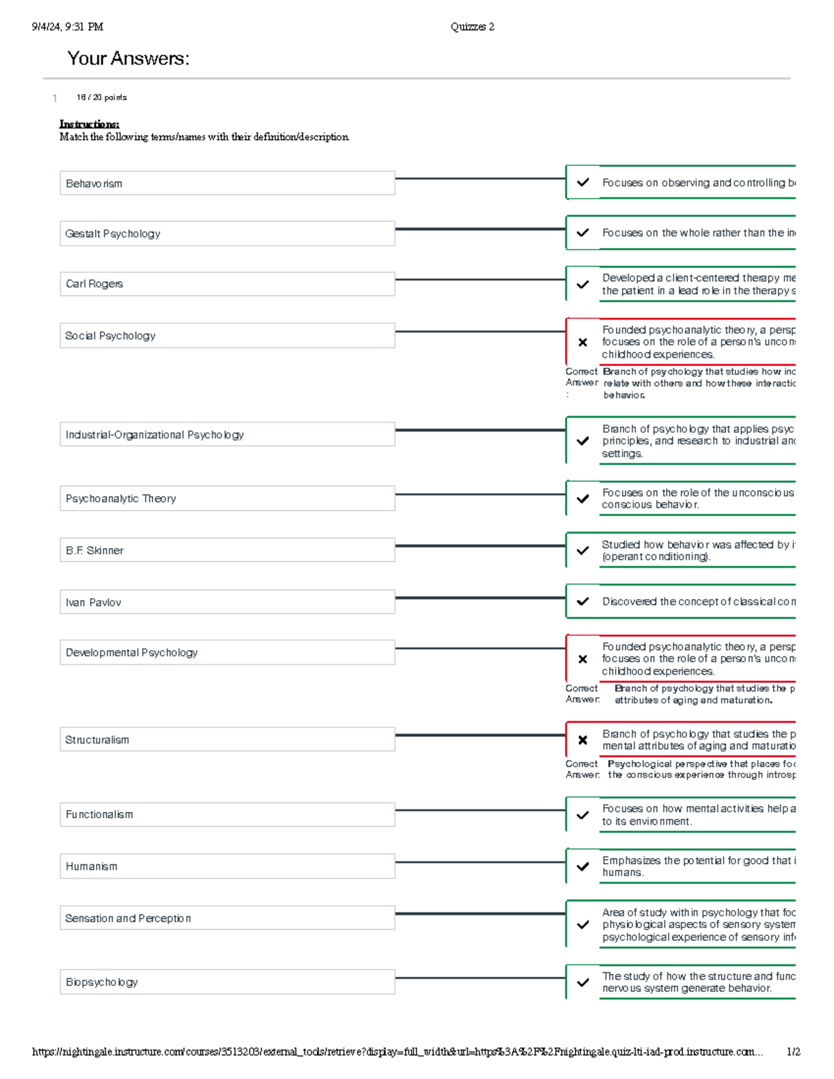 Psychology PSY101 Week 1 Quiz Answers and Key Concepts - Studocu