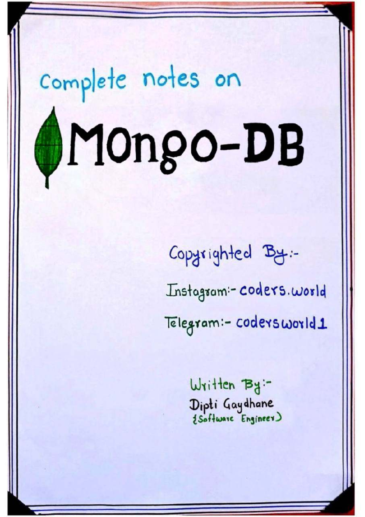MongoDB Complete Handwritten Notes for Full Stack Developer (ENG 101 ...