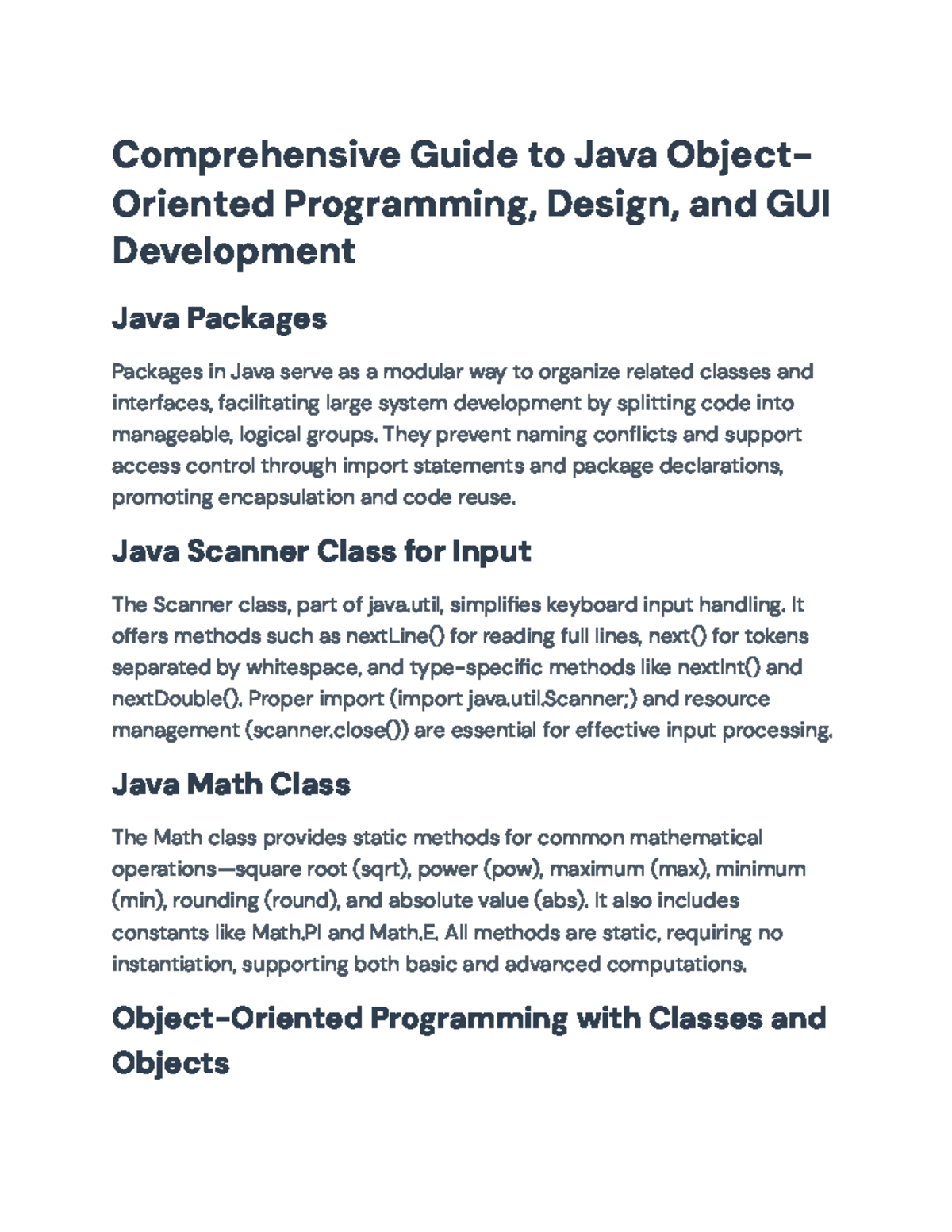 Comprehensive Guide to Java OOP, Design Patterns & GUI Dev (CS101) - Studocu