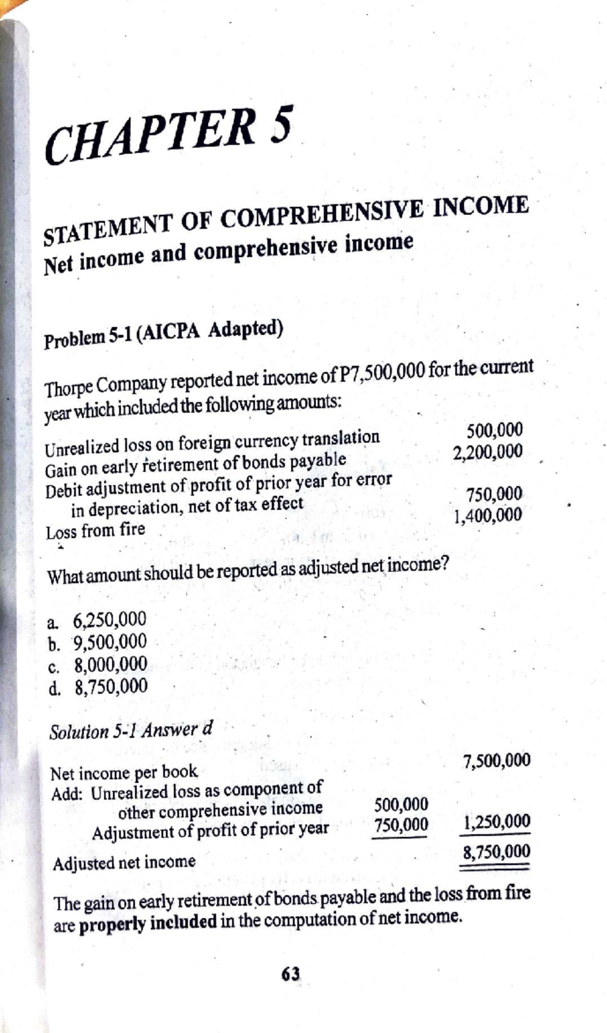 SCI PC - Comprehensive Income Analysis and Adjustments - Studocu