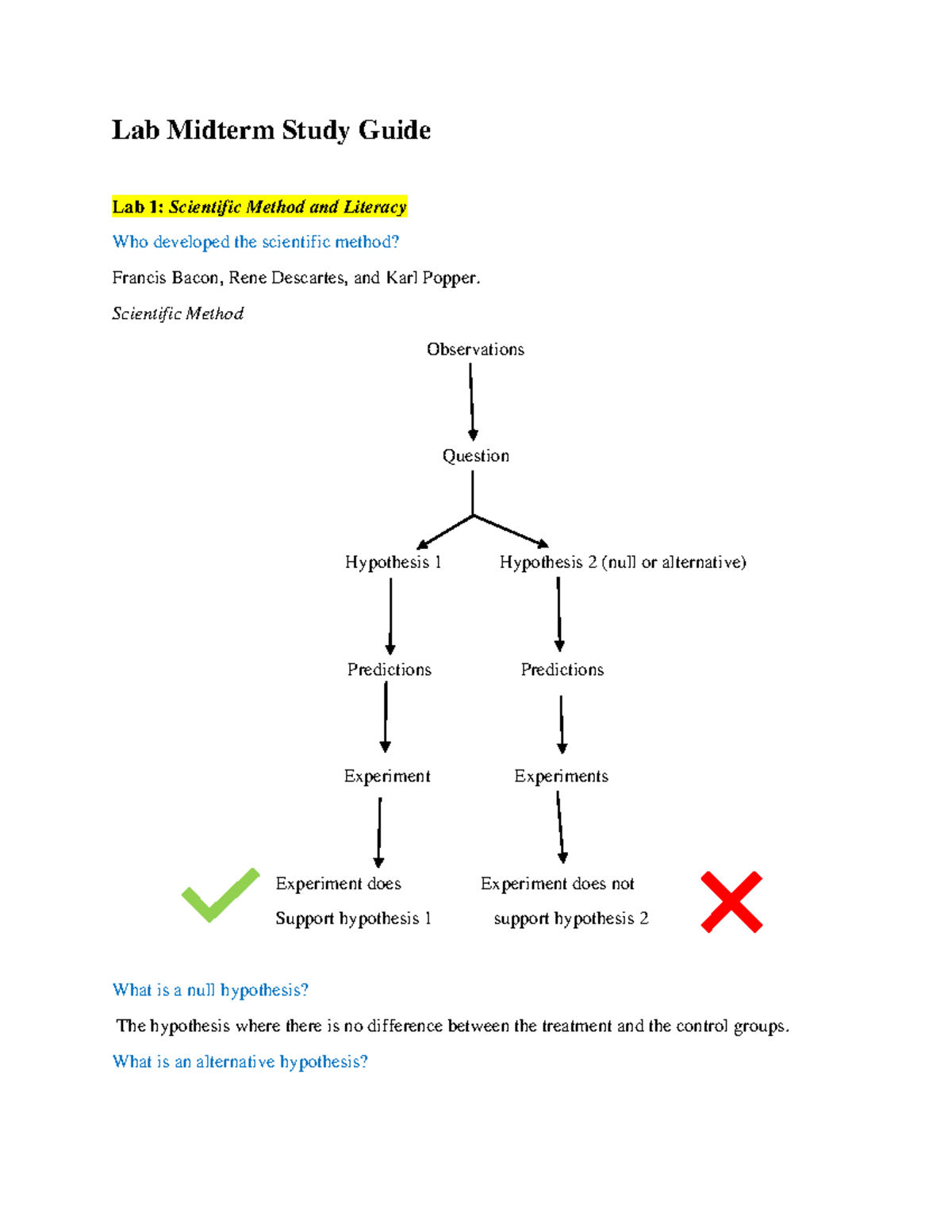 Lab Midterm Study Guide: Key Concepts and Methods in Biology - Studocu