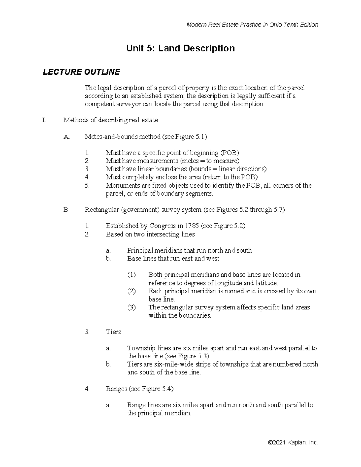 UNIT 5: Land Description Methods in Ohio - Modern Real Estate Practice ...