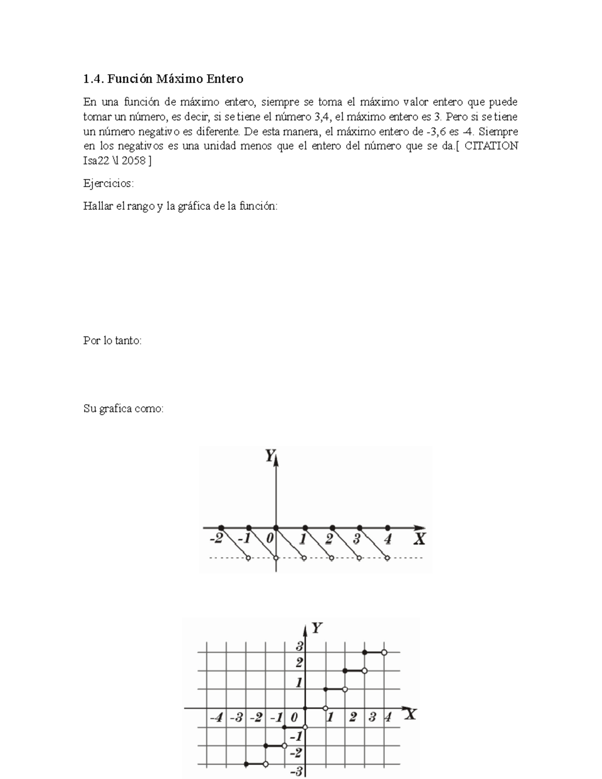 1.4. Función Máximo Entero y Definición de Funciones a Trozos - Studocu