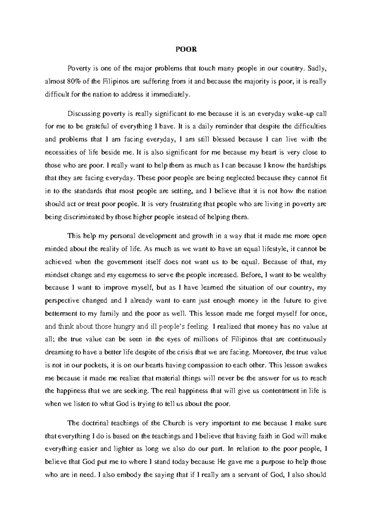 Reflection on Poverty: A Personal Growth Essay on Social Awareness ...