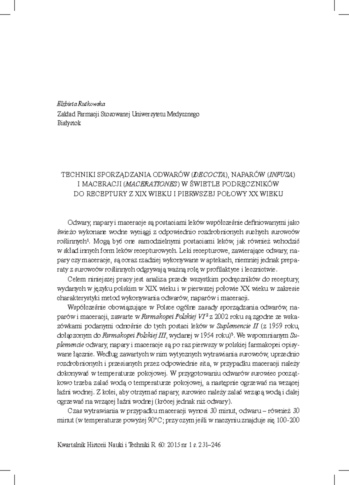 Techniki Sporzą Dzania OdwaróW ( Decocta), NaparóW ( Infusa) - Elżbieta ...