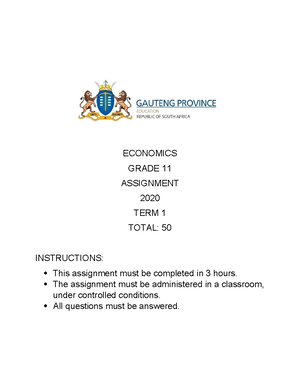 GDE Learner Activites Grade 10 TERM 2 Microecon - GAUTENG DEPARTMENT OF ...