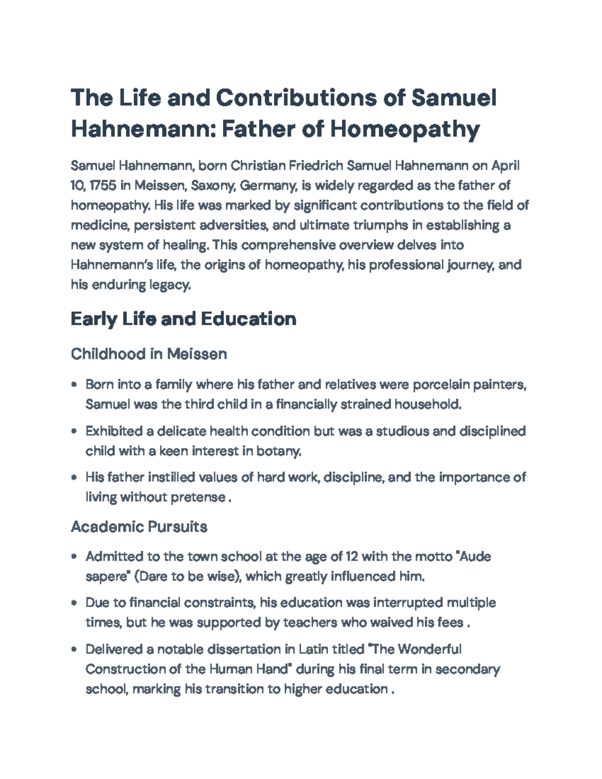 Samuel Hahnemann: Life and Legacy of Homeopathy's Pioneer - Studocu