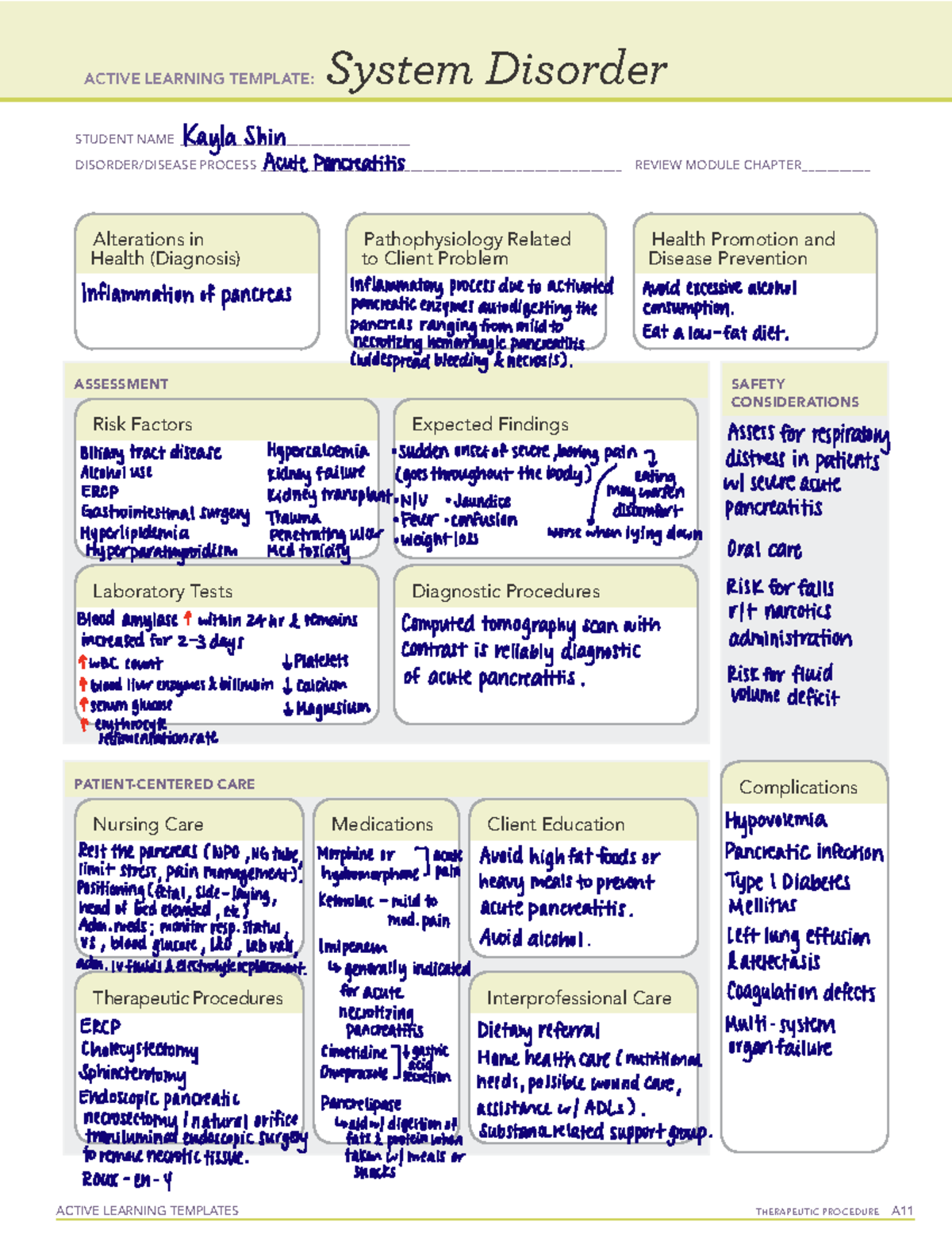 Acute pancreatitis ATI template - ACTIVE LEARNING TEMPLATES THERAPEUTIC ...