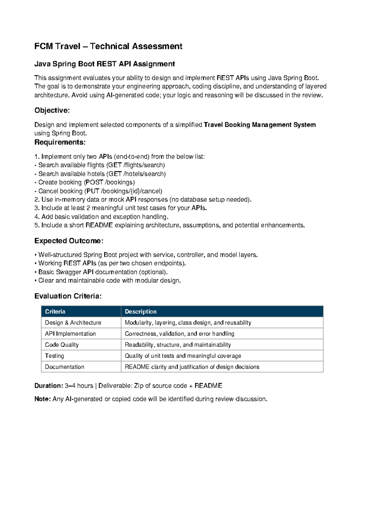 FCM Java Spring Boot REST API Assignment Overview - Studocu