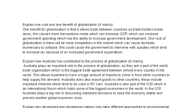 Globalization: Costs, Benefits, and Environmental Impact (ECO 101 ...