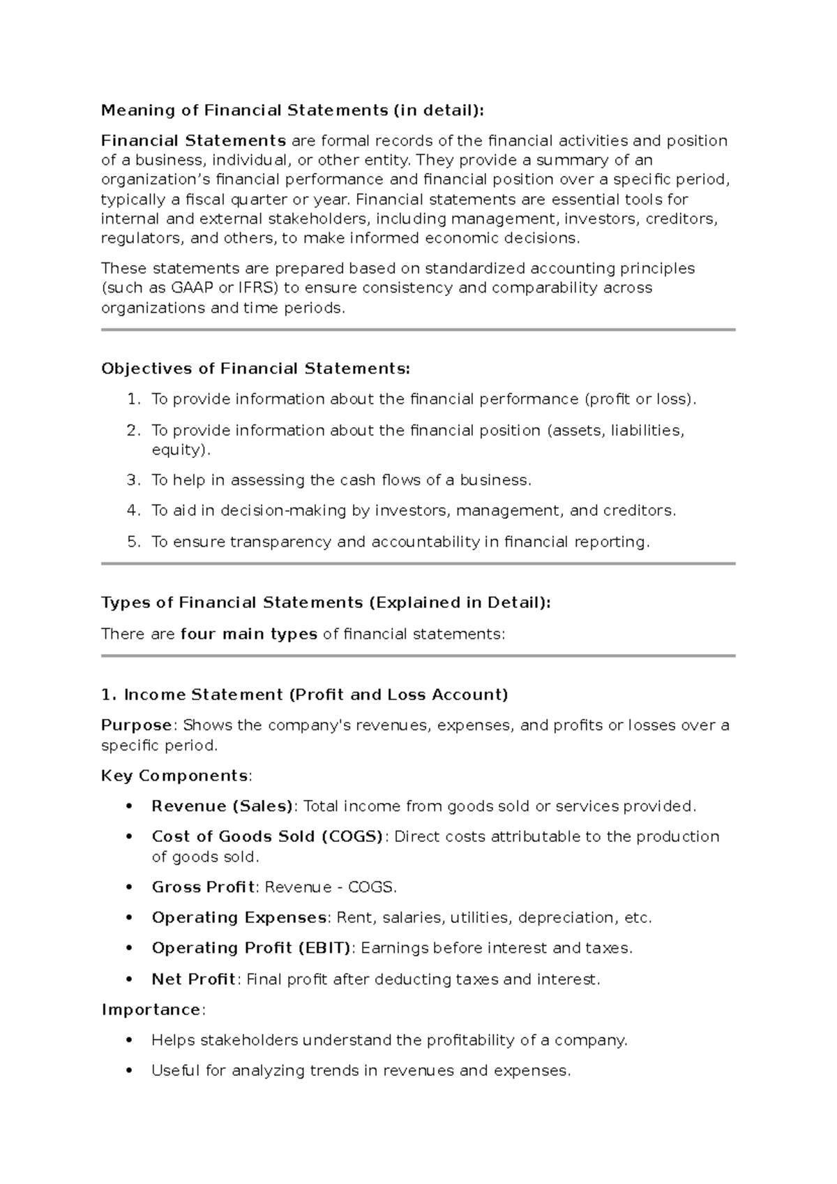 Understanding Financial Statements: Types & Importance - Studocu