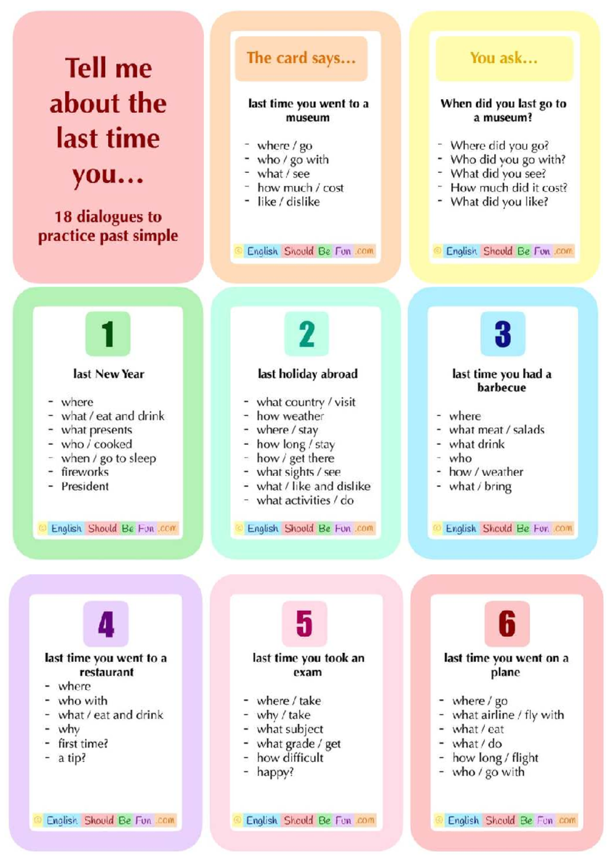 Past Simple Practice Dialogues: Last Experiences & Activities - Studocu