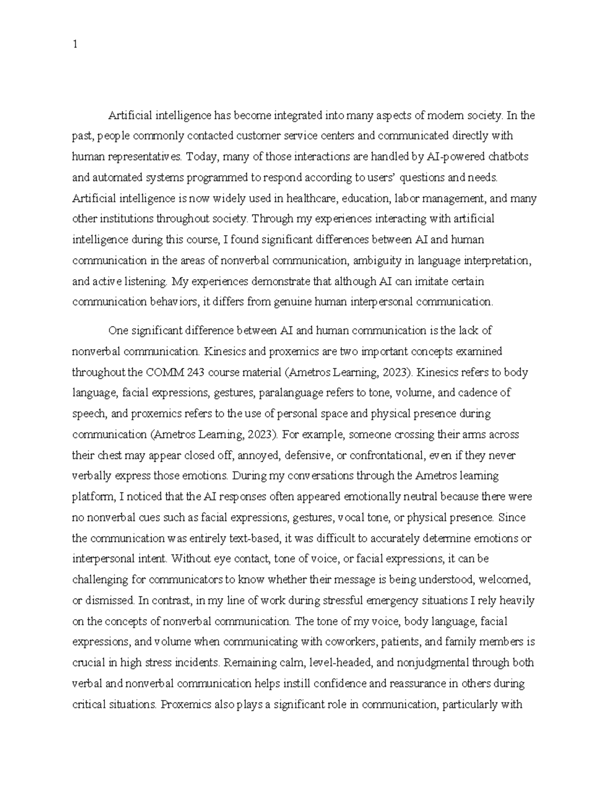 COMM 243: AI vs. Human Communication - Key Differences and Insights ...