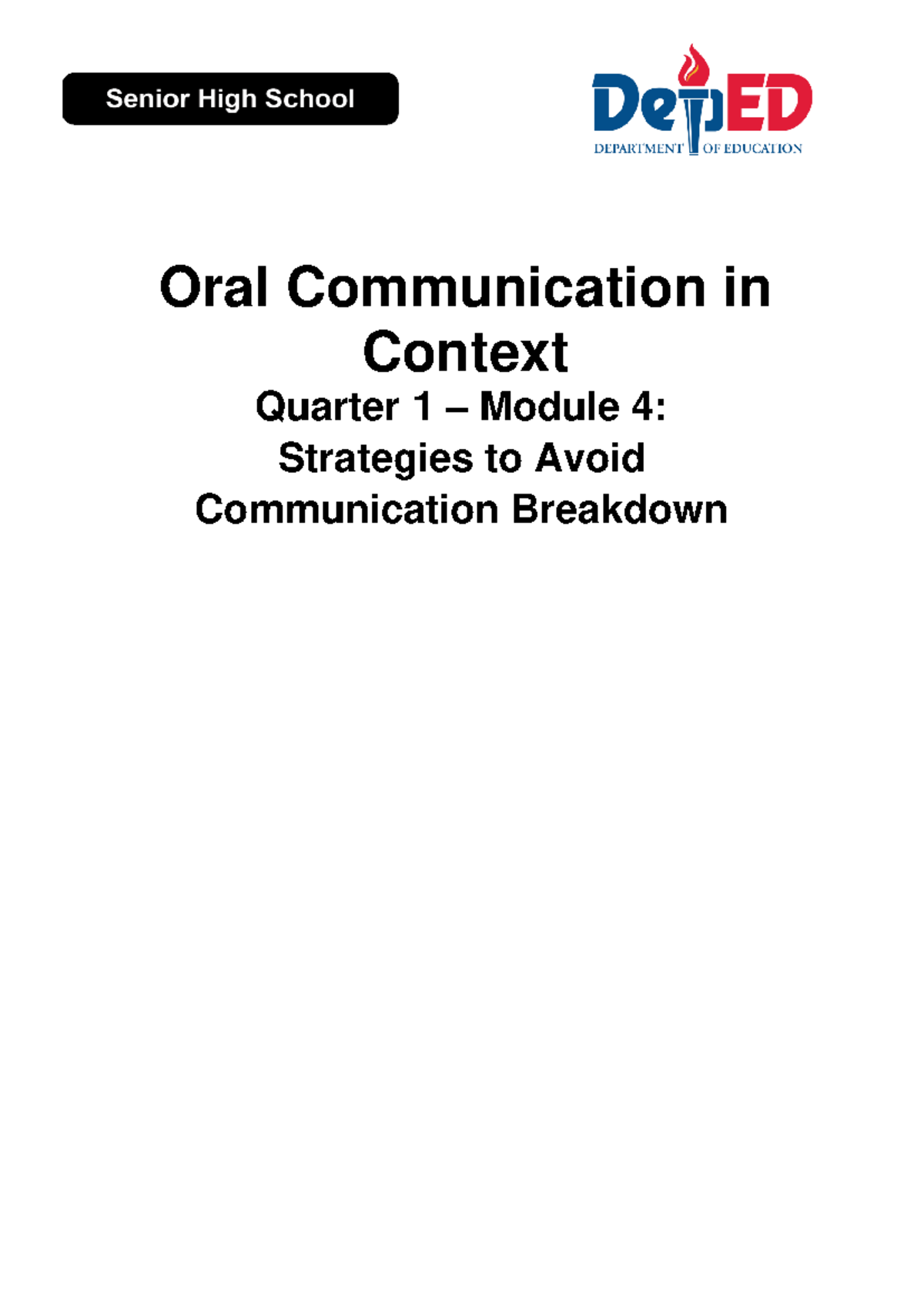 ORAL- Communication 11 Q1 Module 4 - Oral Communication in Context ...