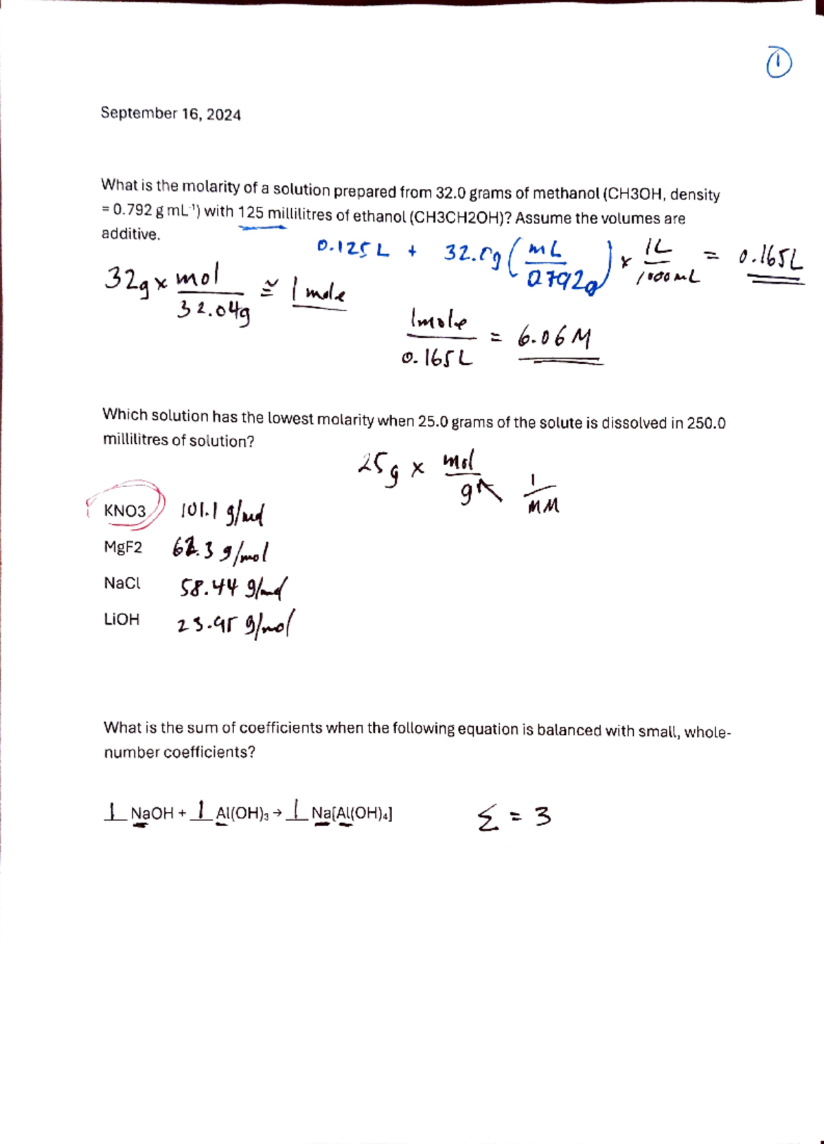 exercises on moles and molarity - September 16, 2024 What is the ...