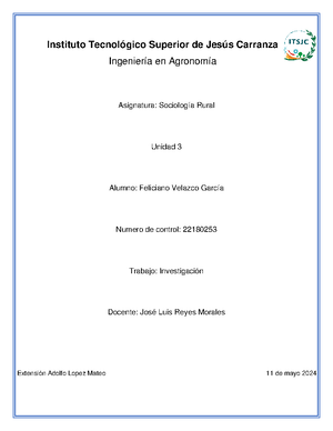 Reporte DE Practica Ovinos - ITSJC INSTITUTO TECNOLOGICO SUPERIOR DE ...