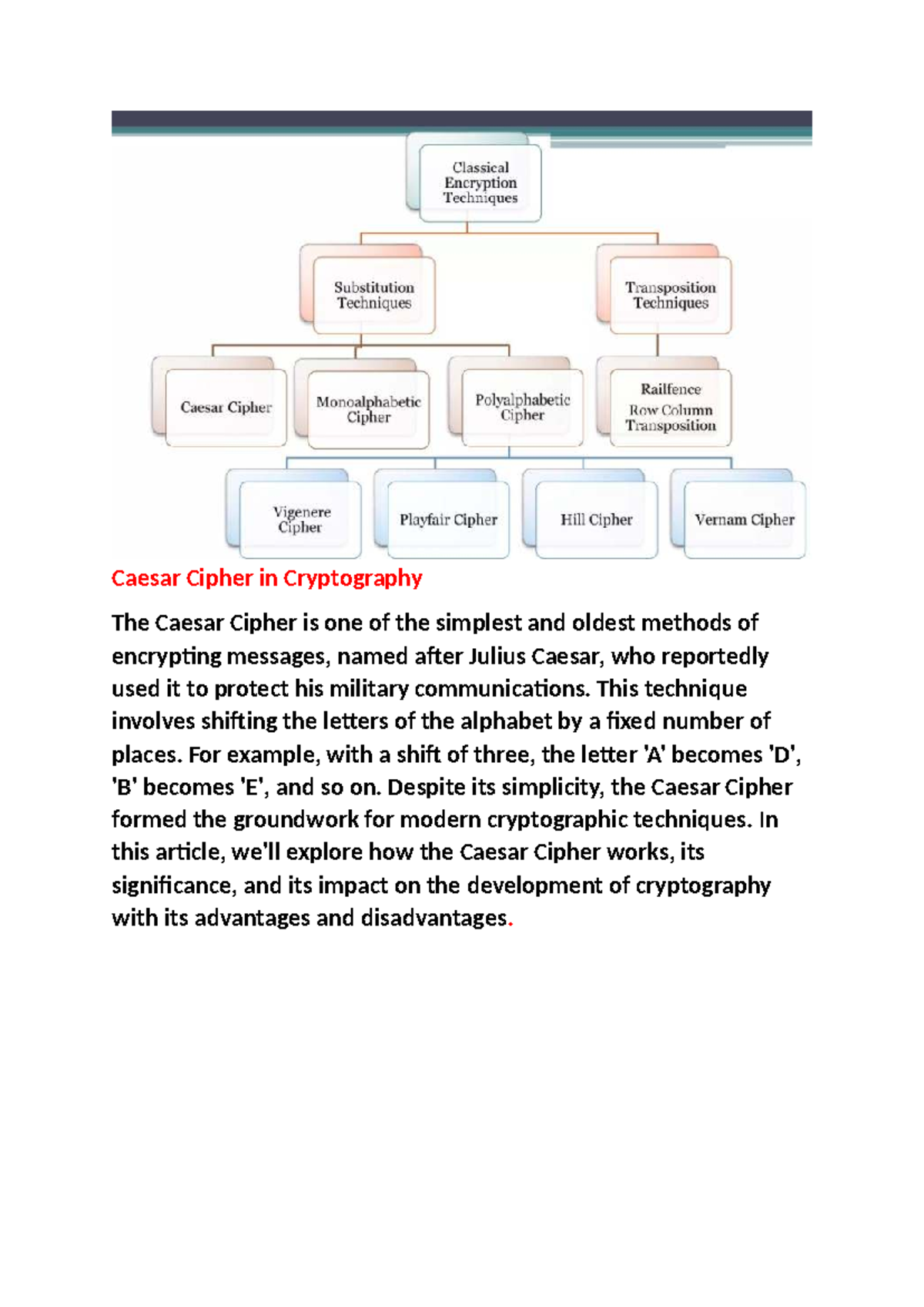 Caesar Cipher: Basics & Applications in Cryptography - Studocu