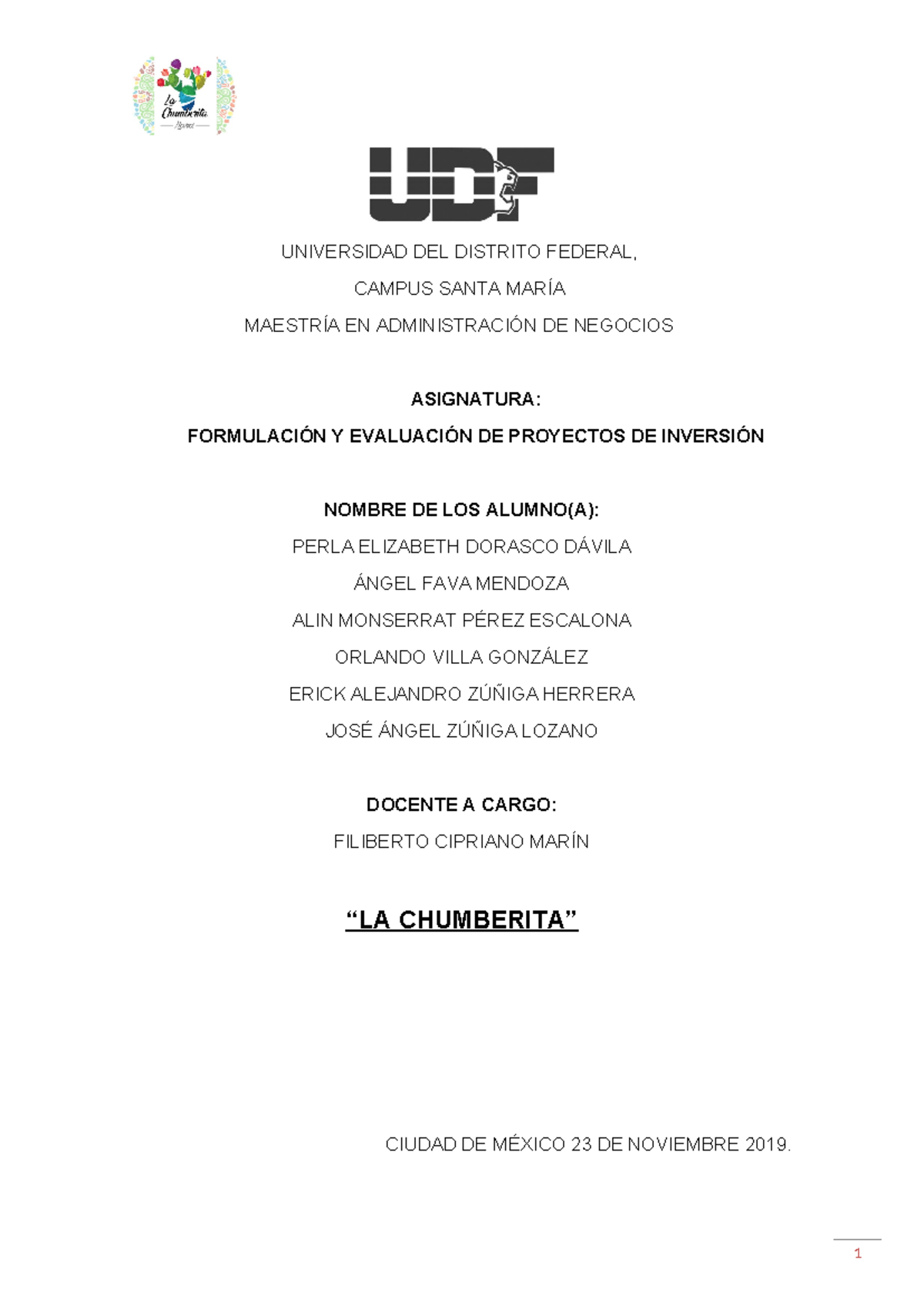 Chumberita Renovada: Proyecto de Inversión en Finanzas y Estrategias ...