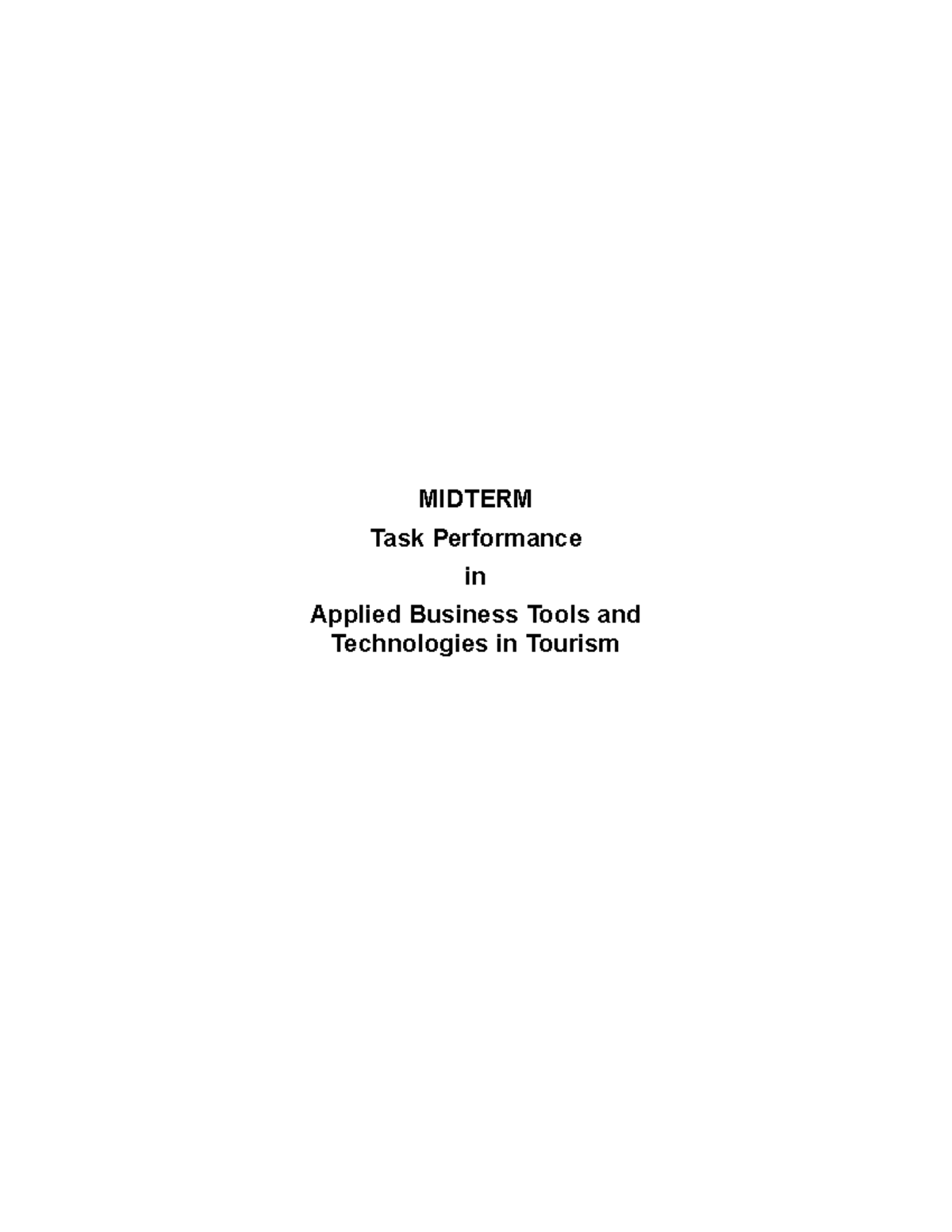Tp Midterm Task Performance Midterm Task Performance In Applied Business Tools And