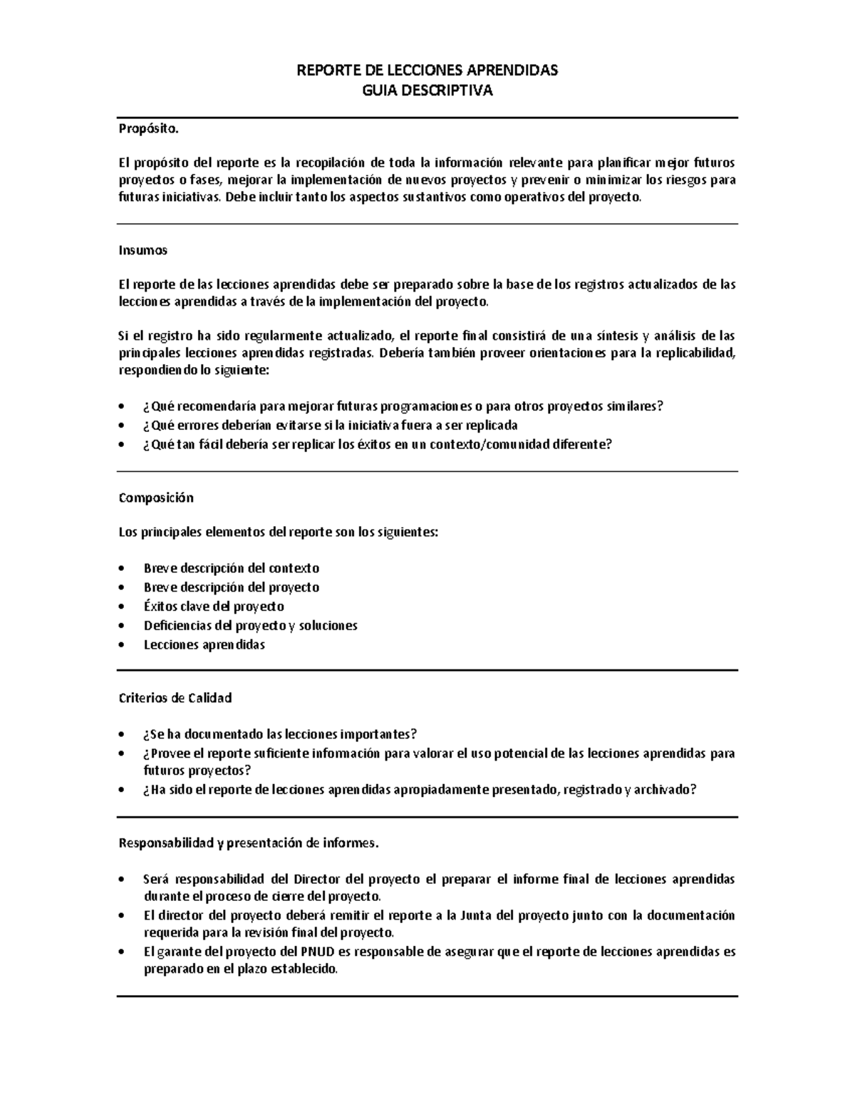Reporte de Lecciones Aprendidas del Proyecto MCP-ES para VIH/SIDA y TB - Studocu