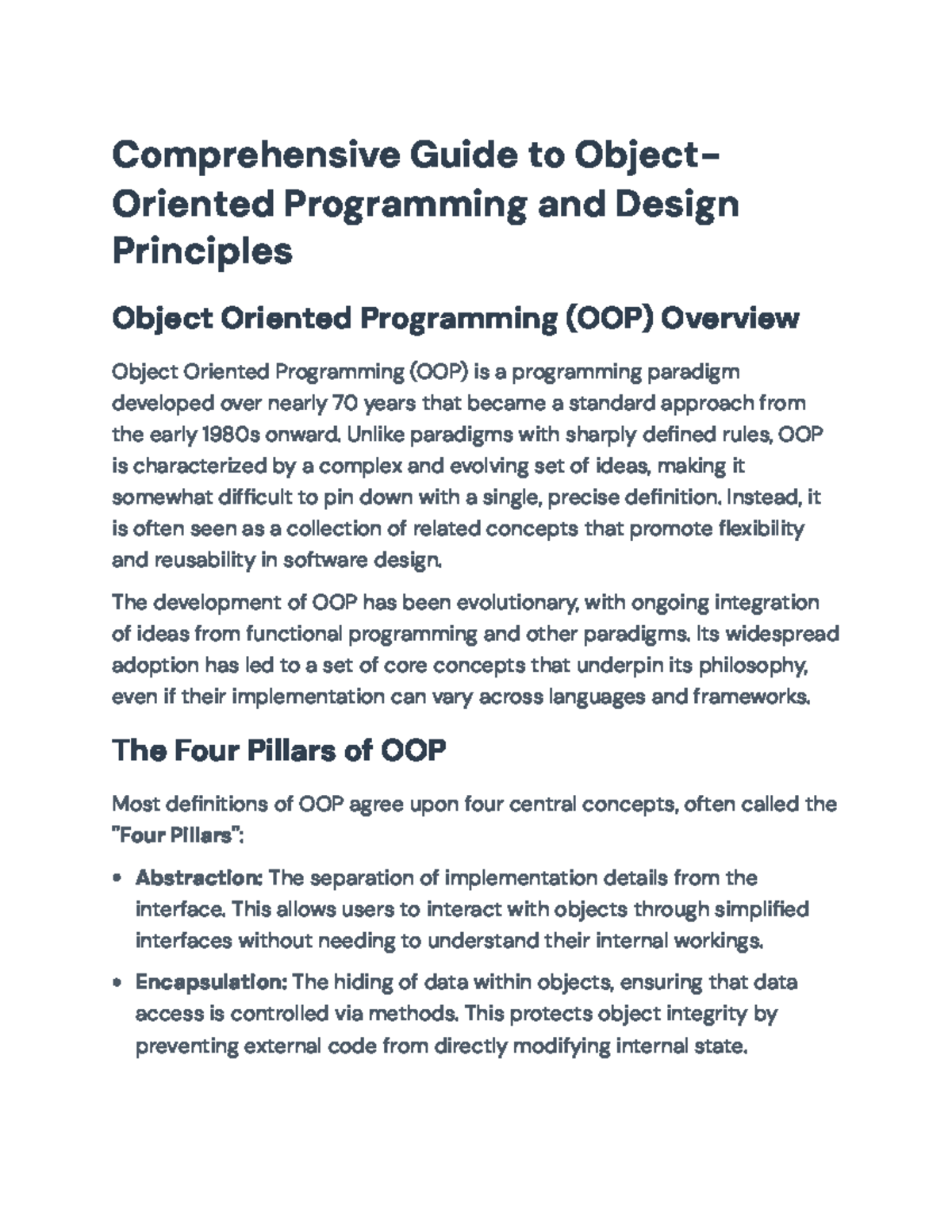 Comprehensive Guide to OOP & Design Principles (CS101) - Studocu