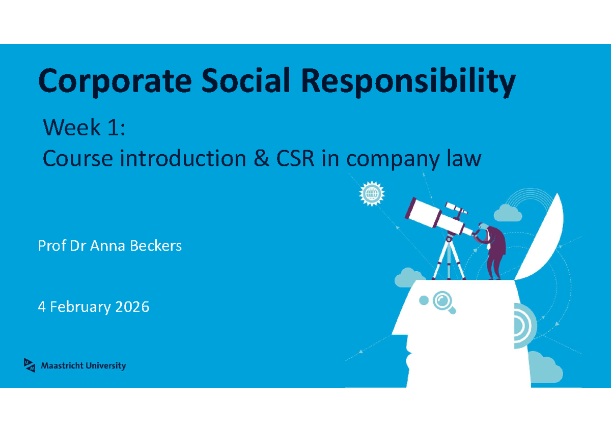 Corporate Social Responsibility (CSR) Week 1: Intro to Company Law ...