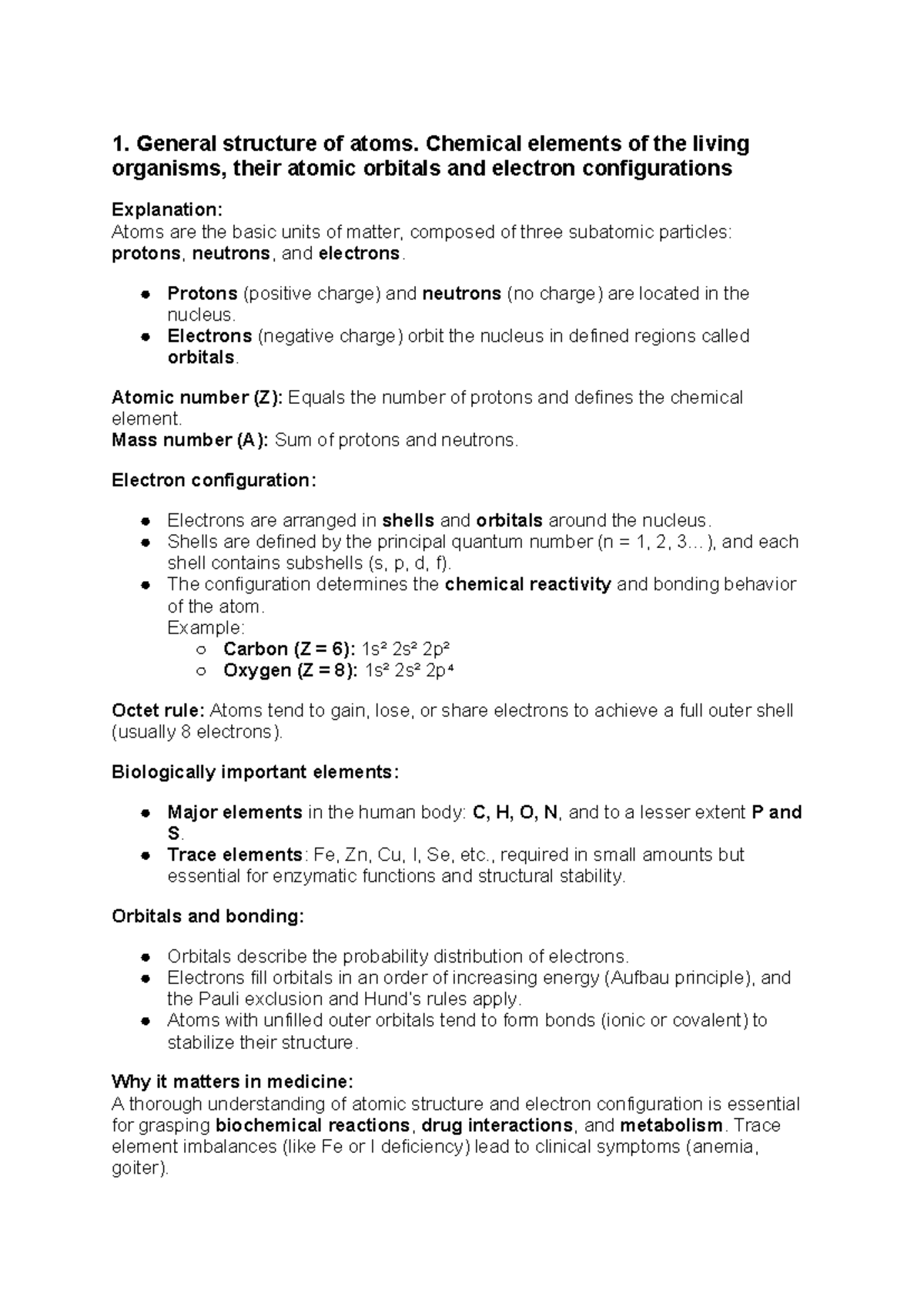 Chem - Kjemi Øvingsmaterialer: Atoms, Bonds, and Biological Relevance ...